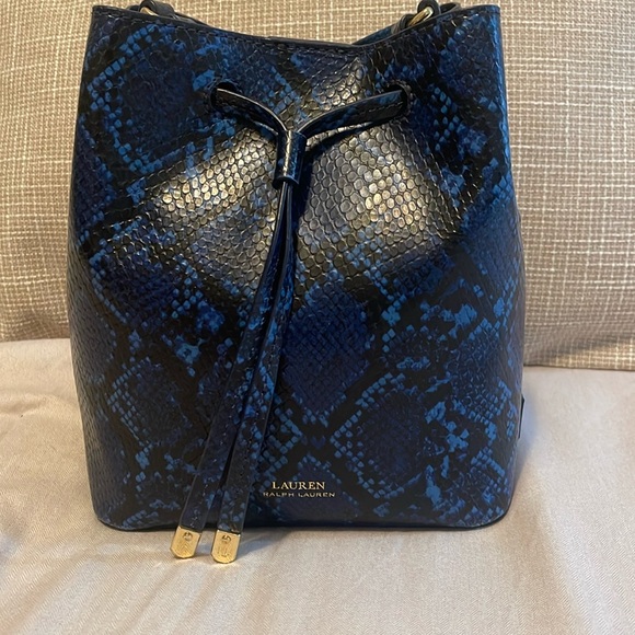 Lauren Ralph Lauren | Bags | Lauren Ralph Lauren Blue Snakeskin Hobo ...
